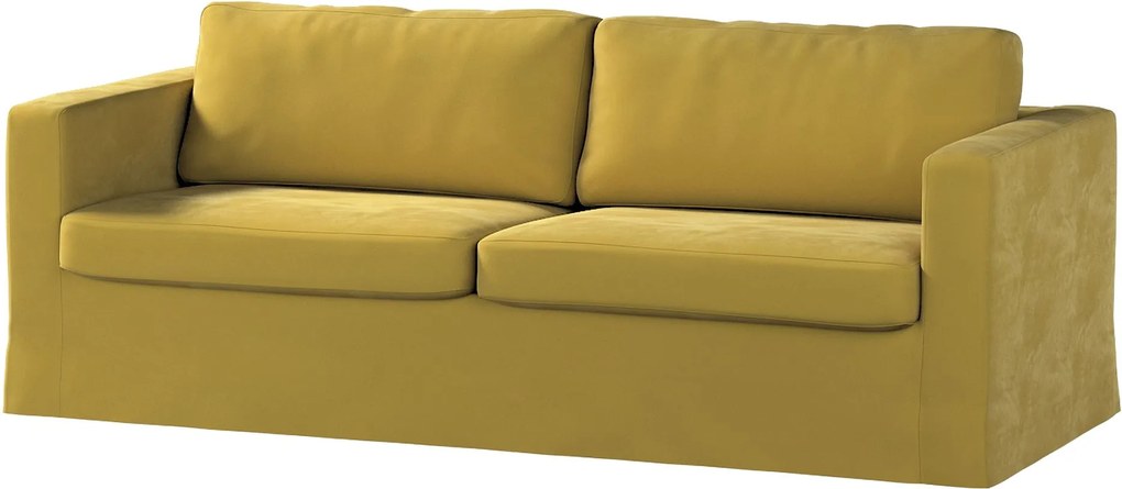 Potah na pohovku IKEA Karlstad 3-místná, nerozkládací, dlouhý barva zelená látka lesklé, sametová