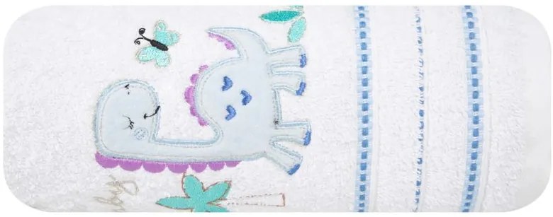 Eurofirany Dětský ručník s kapucí s vyšívanou aplikací s dinosaurem 75 x 75 cm