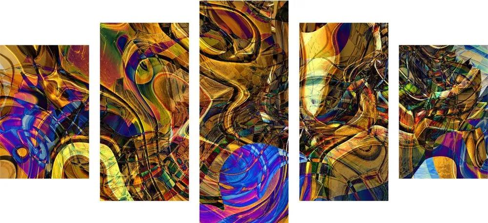 5-dílný obraz plný abstraktního umění Varianta: 100x50