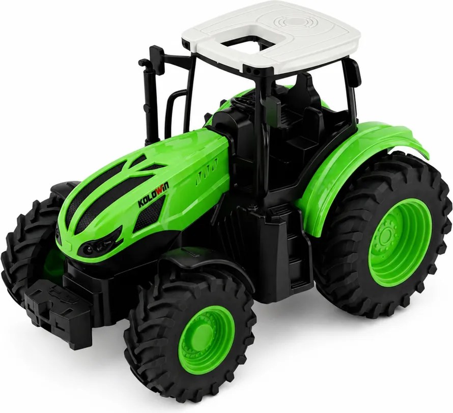 LEAN Toys Zemědělský traktor s hrabací lištou, dálkově ovládaný RC, se světly, měřítko 1:24