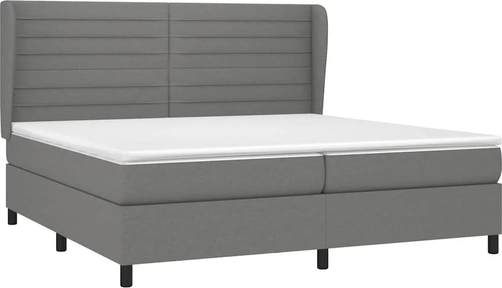 Box spring postel s matrací tmavě šedá 200x200 cm textil 3128070