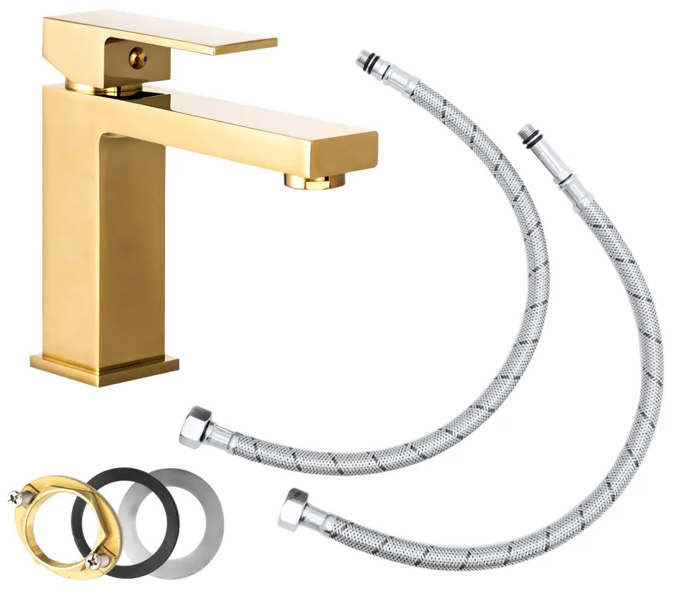 Gamma Cube, umyvadlová baterie h-145, zlatá lesklá, GMA-BCEU-GD
