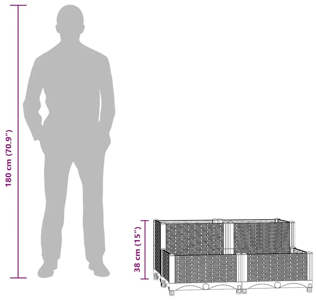 vidaXL Marketos Vyvýšený záhon 80 x 80 x 38 cm polypropylen