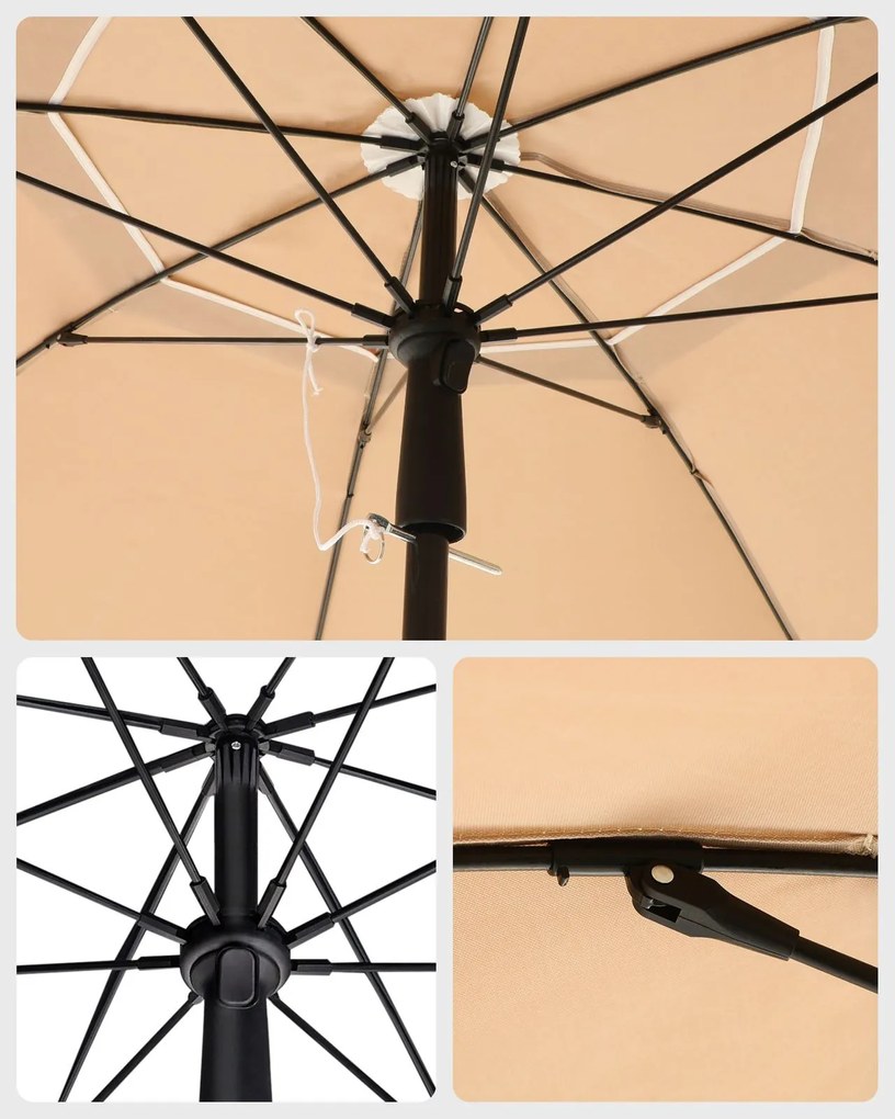 Slunečník SOLARA, Ø160 cm, světle hnědá (taupe) SongmicsHome