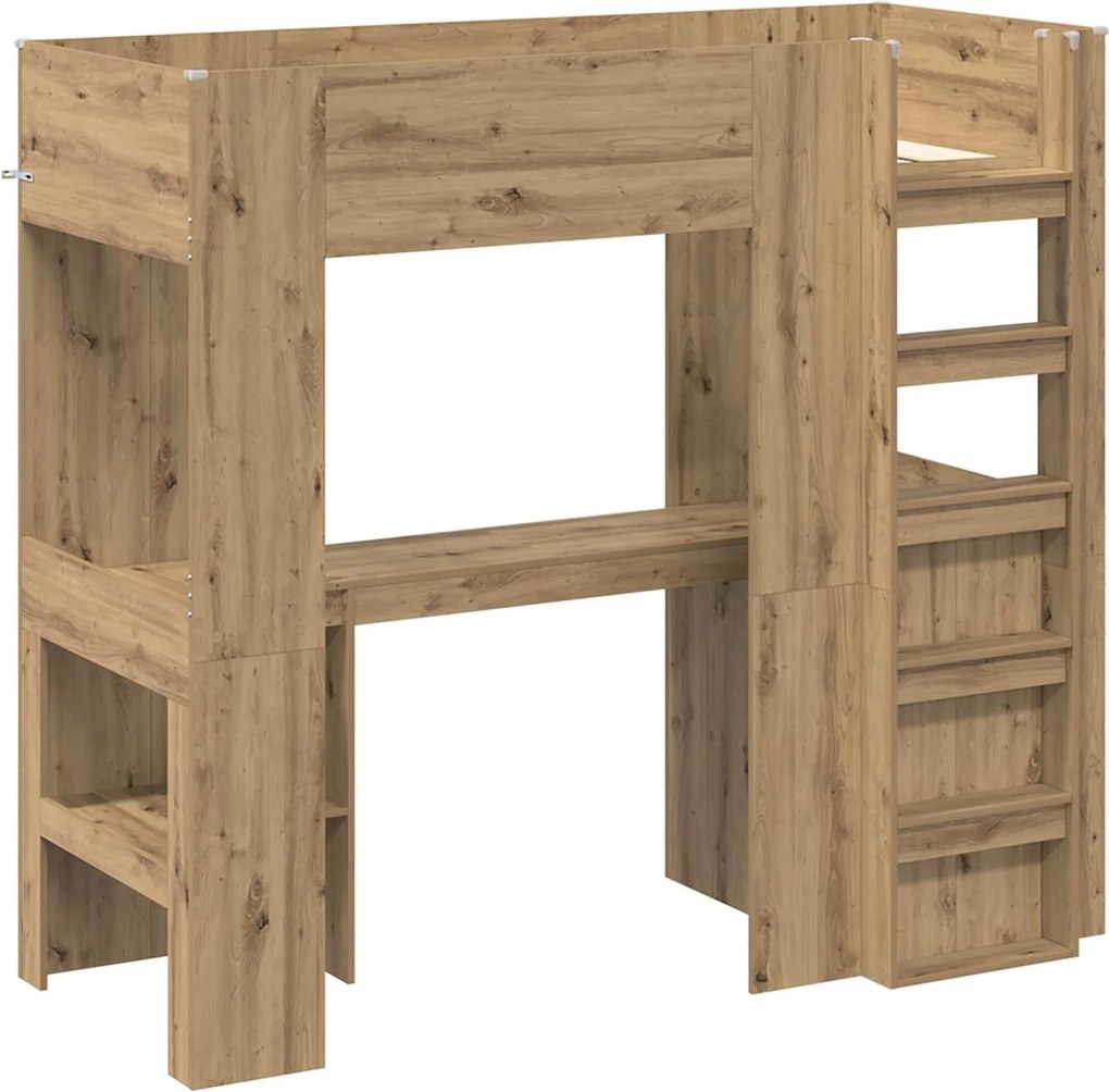 Rám patrové postele se stolem Artisanový dub 75 x 190 cm 3410434