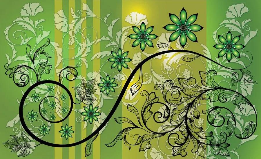 Postershop Fototapeta: Květinová abstrakce (zelená) - 184x254 cm
