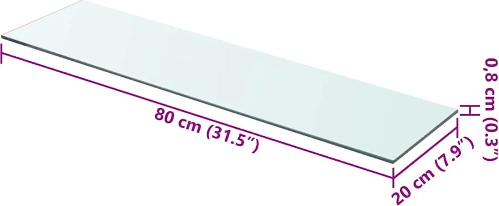 Policové desky 2 ks sklo čiré 80 x 20 cm 3051574