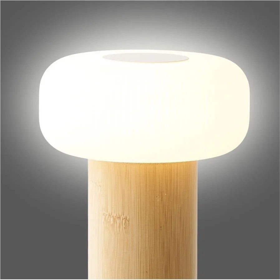 Bílá/v přírodní barvě bambusová stolní lampa s plastovým stínidlem (výška 18 cm) Stafford – House Nordic
