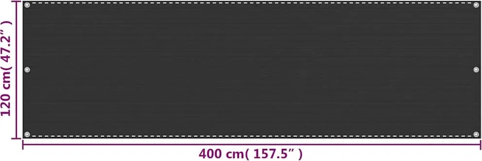 Balkonová zástěna antracitová 120 x 400 cm HDPE 310845