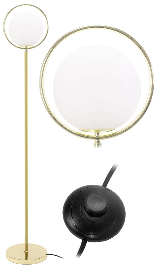 Toolight - Podlahová lampa APP927-1F, zlatá-bílá, OSW-07009