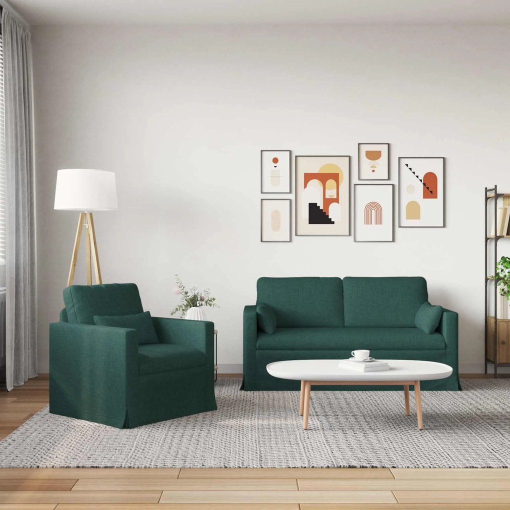 Set pohovek 2 ks Tmavě zelená textil 3407540