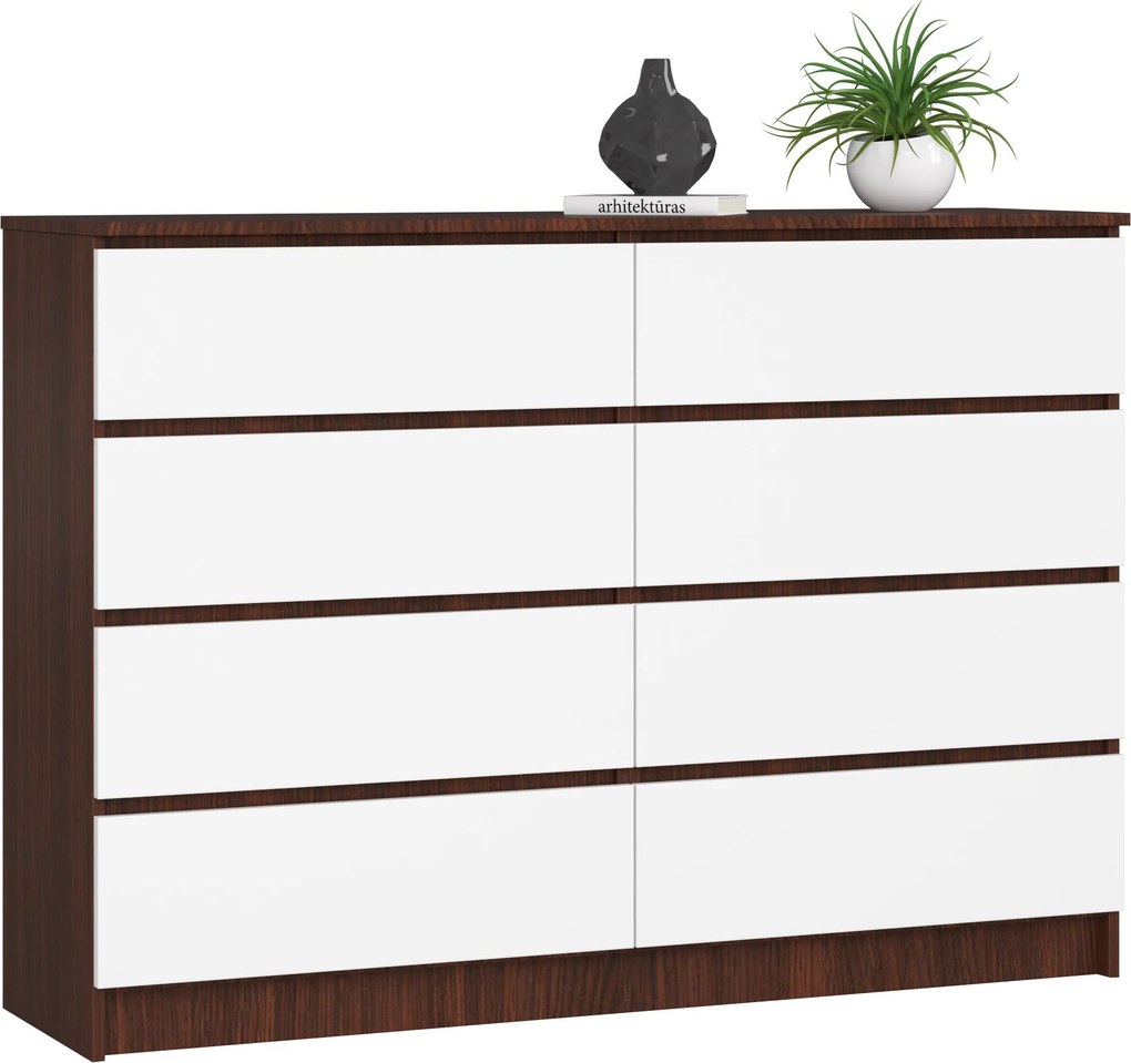Komoda K140 8SZ wenge/bílá