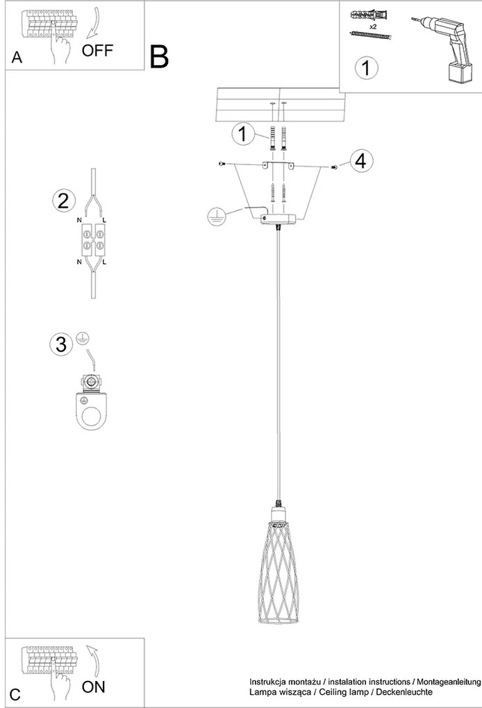 Sollux Lighting Závěsné svítidlo SUBA 1 Černá