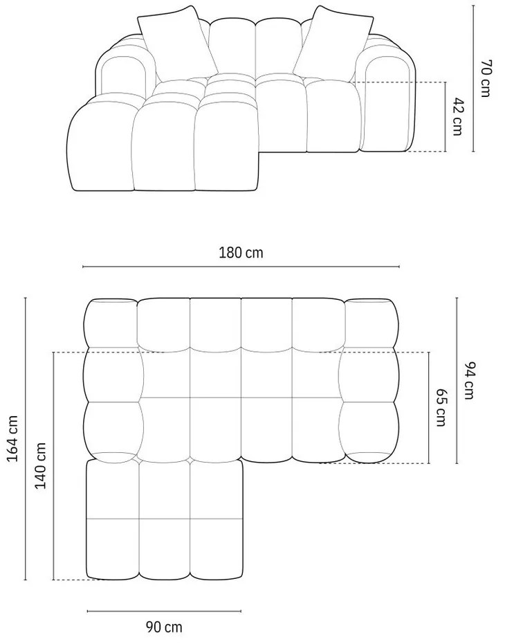 Tmavě modrá žinylková rohová pohovka (levý roh/s lenoškou) Treno – Cosmopolitan Design