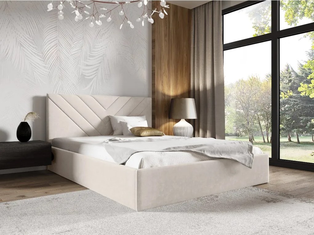 Eka Čalouněná postel LIZA 180x200 cm Barva látky Trinity: Krémově bíla (Trinity 2301), Úložný prostor: Bez úložného prostoru