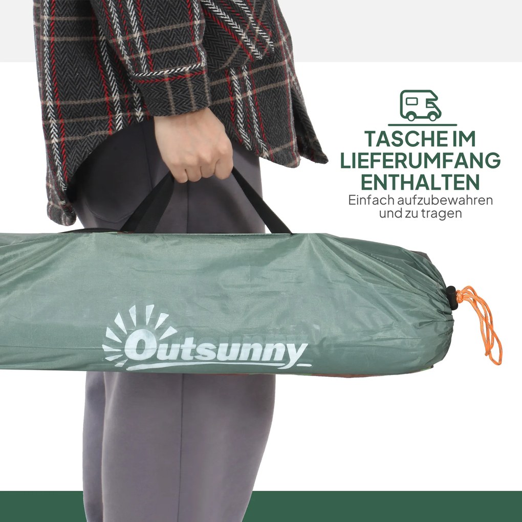 Outsunny stan pro 2 osoby na kempování, maskovací kupolovitý stan, lehký, ventilovaný, snadno se skládá s zipovými dveřmi, úložným prostorem, taška n…