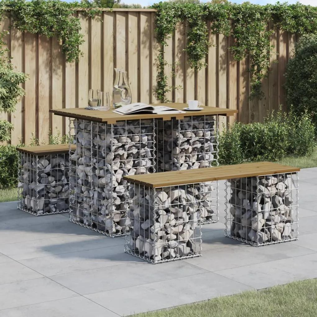 Zahradní lavice gabionový design 100 x 70 x 72 cm borové dřevo - Default Title