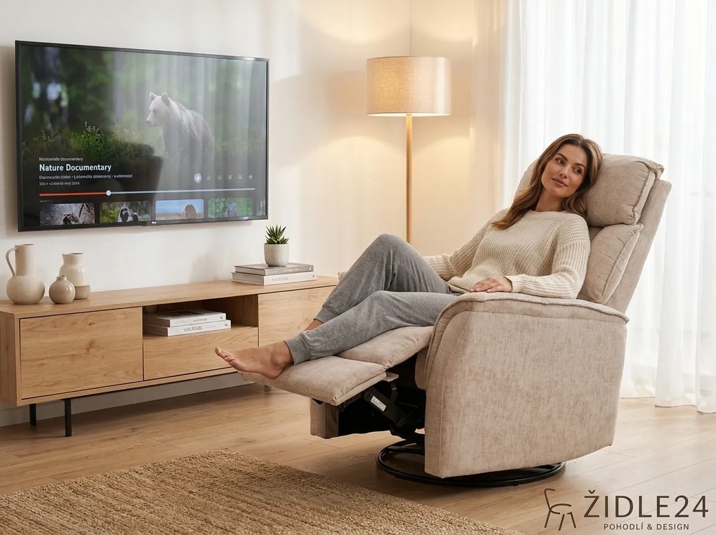 Polohovací TV křeslo VEGAS - béžová látka
