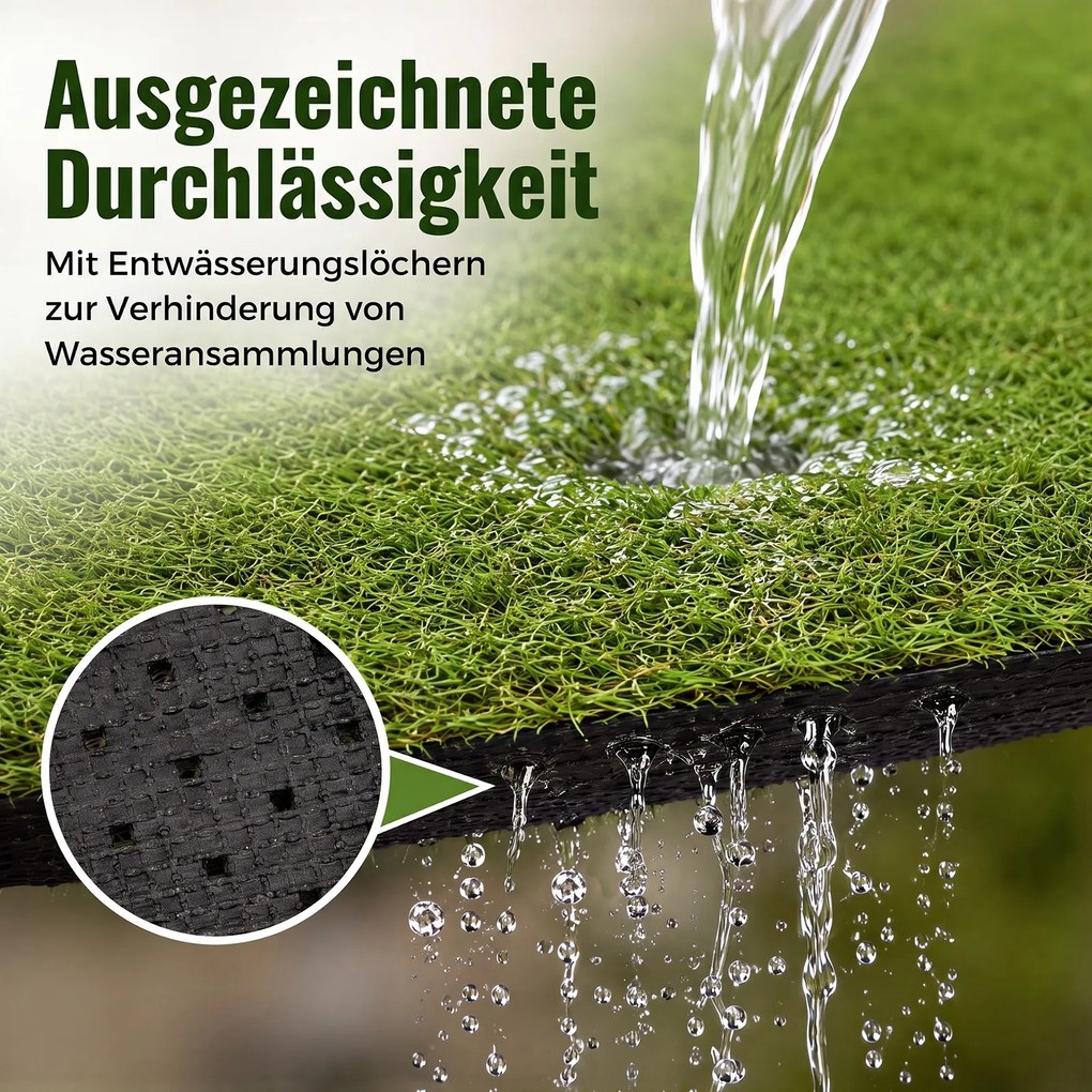 Costway 20 mm umělý trávník venkovní green s drenážním systémem v přírodním