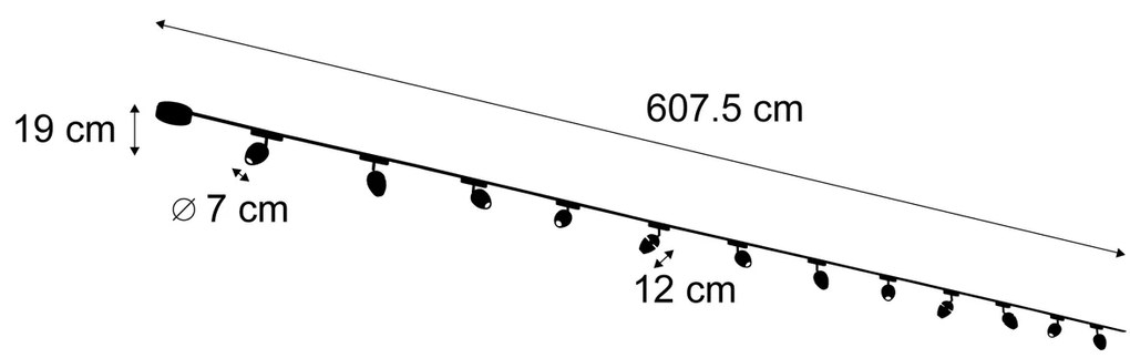 Moderní kolejnicový systém s 12 černými bodovými světly jednofázový - Magnetic Eggy