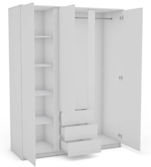 Šatní skříň Carlos, bílá, 152 cm