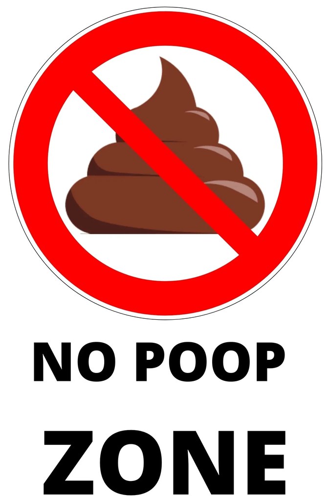 Plechová cedulka No poop zone