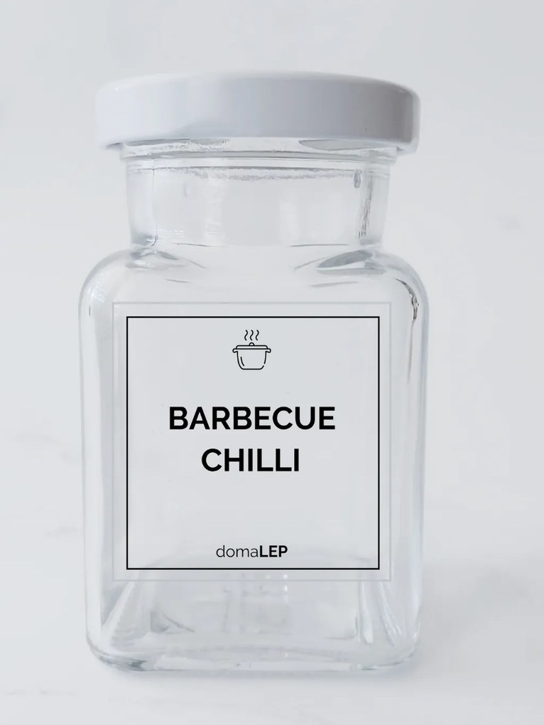Samolepka na kořenky BARBECUE CHILLI průhledná 5 × 5 cm tučné písmo