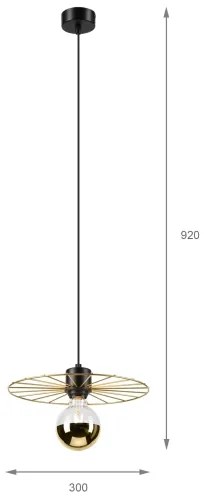 Lustr na lanku MONTANA 1xE27/15W/230V pr. 30 cm zlatá/černá