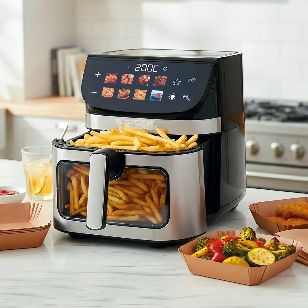 TESLA AirCook DualHeat QD73 XXL - multifunkční digitální horkovzdušná fritéza