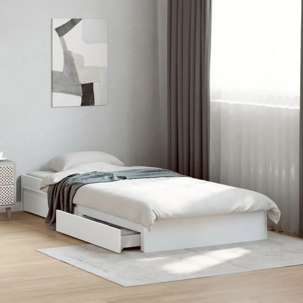Rám postele se zásuvkami bílý 75 x 190 cm kompozitní dřevo 3280713