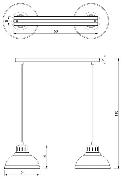Lustr na lanku SVEN 2xE27/15W/230V béžová