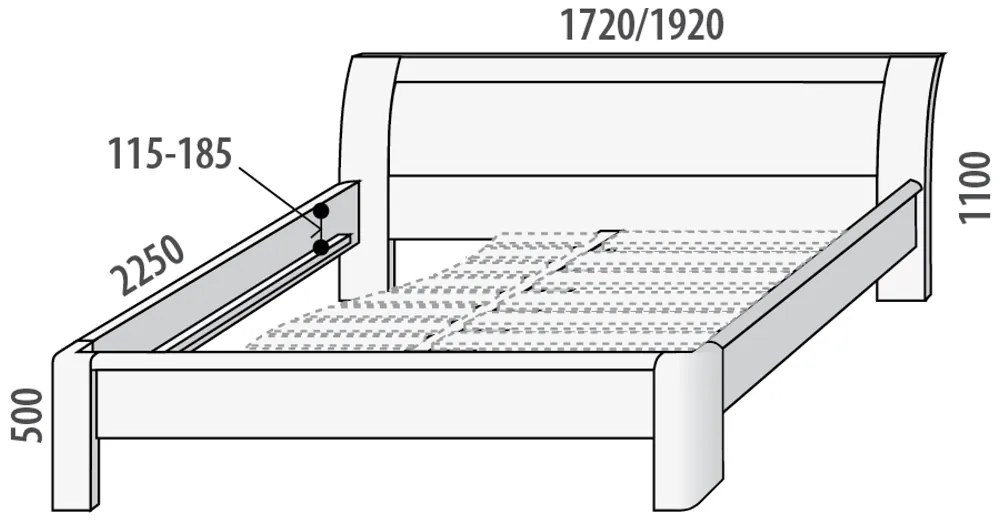 DOMESTAV s.r.o. Postel Florencia, čelo oblé plné 180-BUK CINK olej Materiál: Buk cink, Barevne provedení: Olej, Specifikace: 180x200