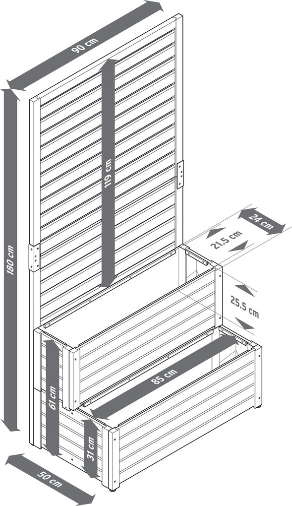 Tchibo - Zástěna a vyvýšený schodový truhlík 2 v 1 - barva: hnědá