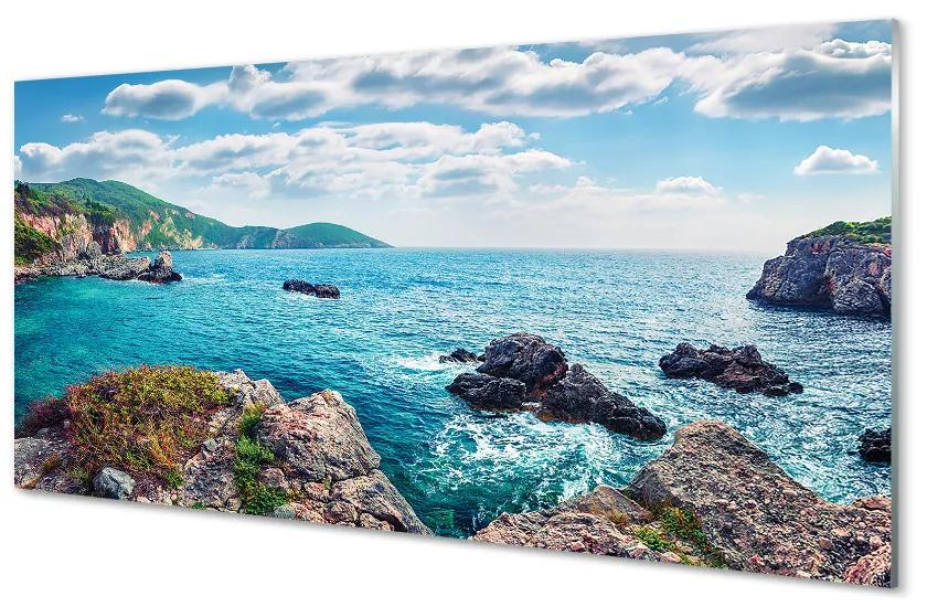 akrylový obraz Řecko Mořské hory 100x50 cm