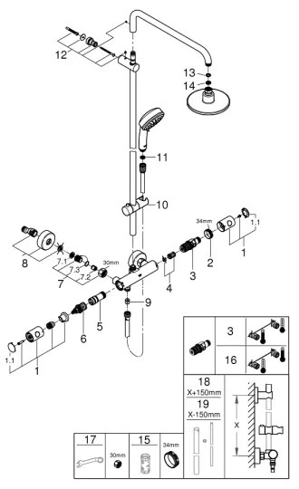GROHE 27922000 - Sprchový systém TEMPESTA COSMOPOLITAN 160 mm lesklý chrom