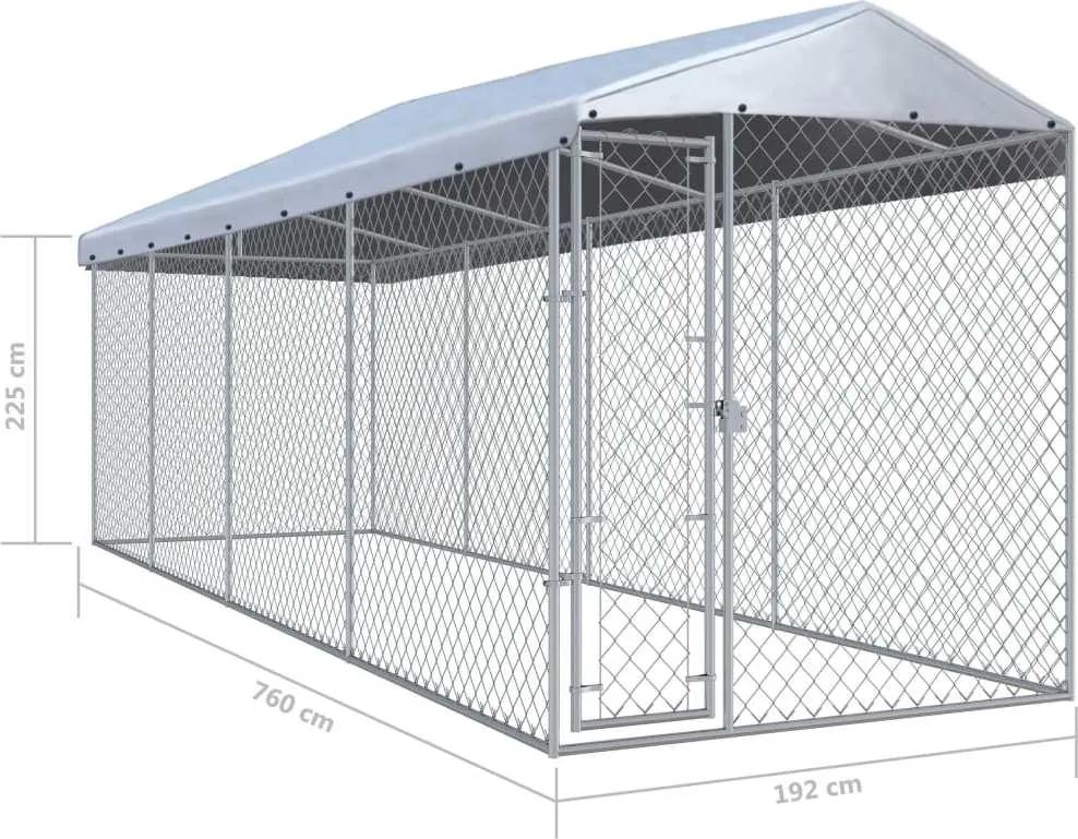 vidaXL Venkovní psí kotec se střechou 760 x 190 x 225 cm [145031]