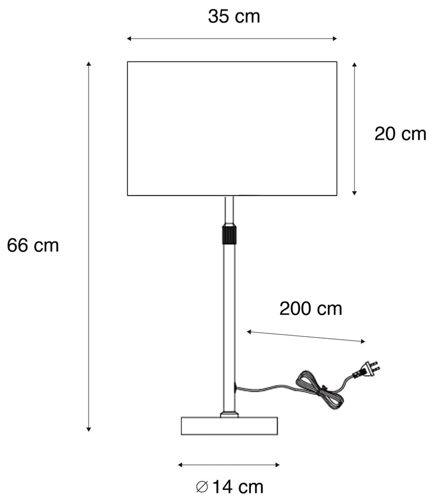 Stolní lampa černá se sametovým stínidlem hnědá 35 cm - Parte