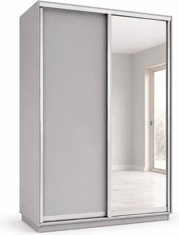 Skříň s posuvnými dveřmi 1500x2400x600 1LTD 1 Zrcadlo myší šedá, profil stříbrný