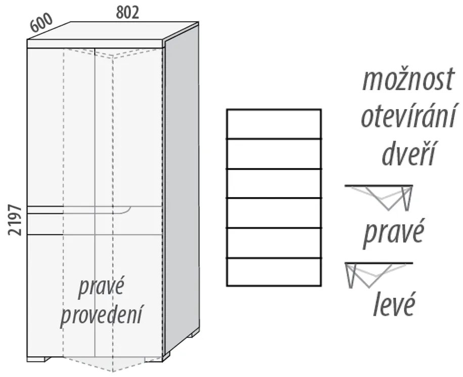 Skříň S&F policová Domestav F155 Materiál: Buk cink, Barevne provedení: Přírodní provedení, Specifikace: levá