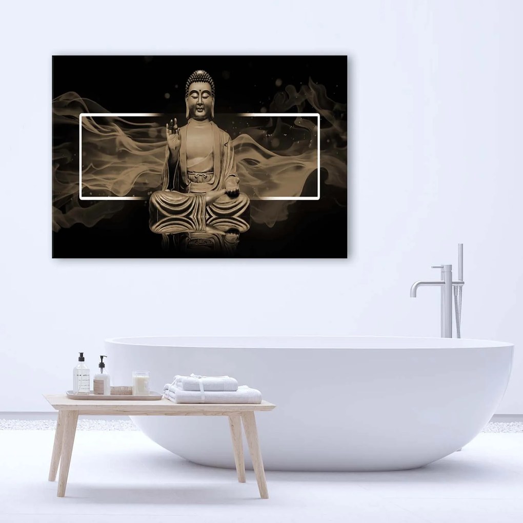 Gario Obraz na plátně Meditující postava Buddhy - béžový Rozměry: 60 x 40 cm