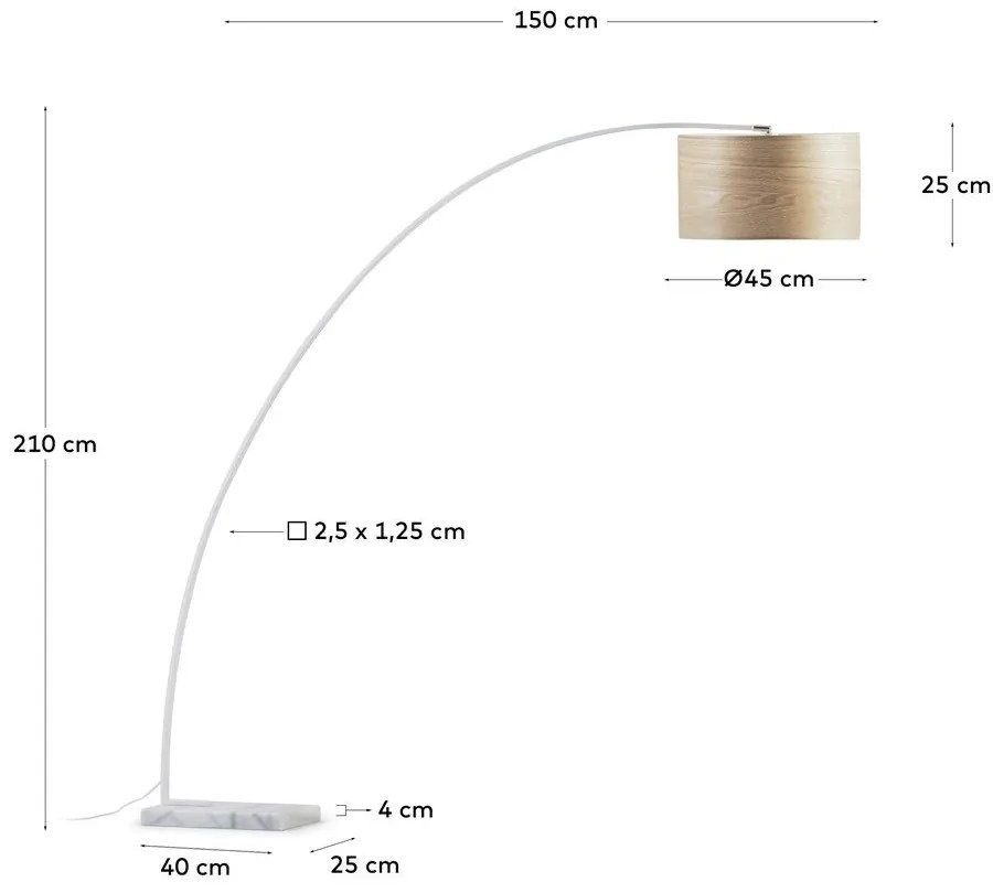 Stojací lampa s dřevěným stínidlem v bílo-přírodní barvě (výška 210 cm) Juhe Ash – Kave Home