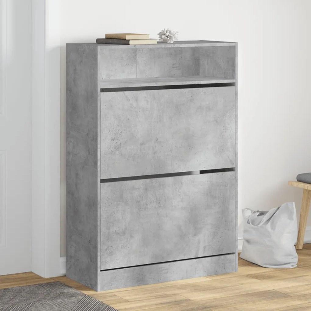 Botník se 2 výklopnými zásuvkami betonově šedý 80 x 34 x 116 cm 3214409