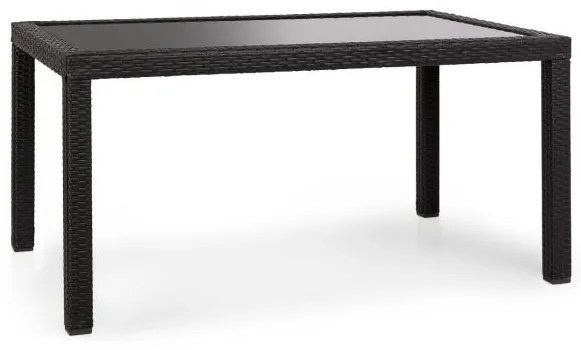 Blumfeldt Peniche, zahradní stůl, 150 x 90 cm, polyratan, hliník, skleněný, černý