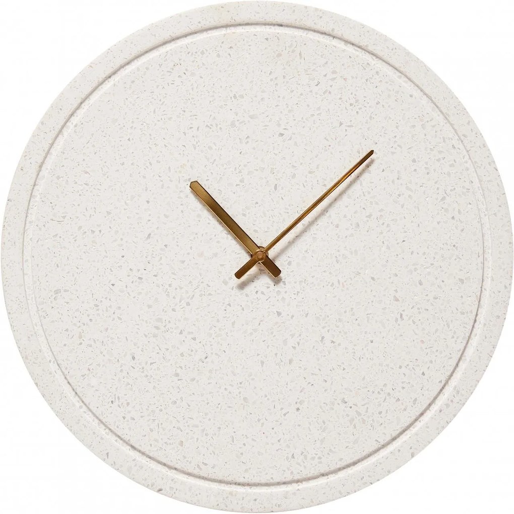 Hübsch Nástěnné hodiny White Terrazzo, bílá barva, mramor