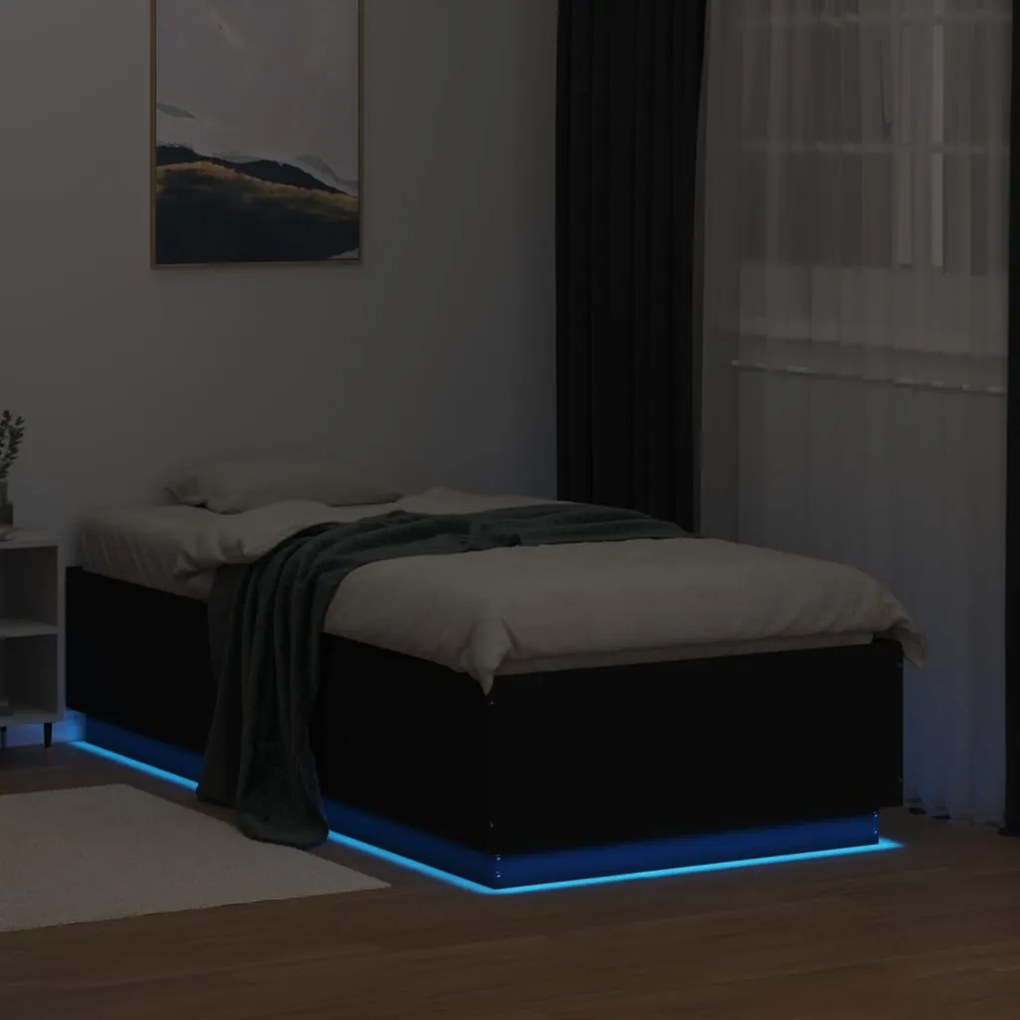 Rám postele s LED osvětlením černý 90 x 190 cm kompozitní dřevo 3209661
