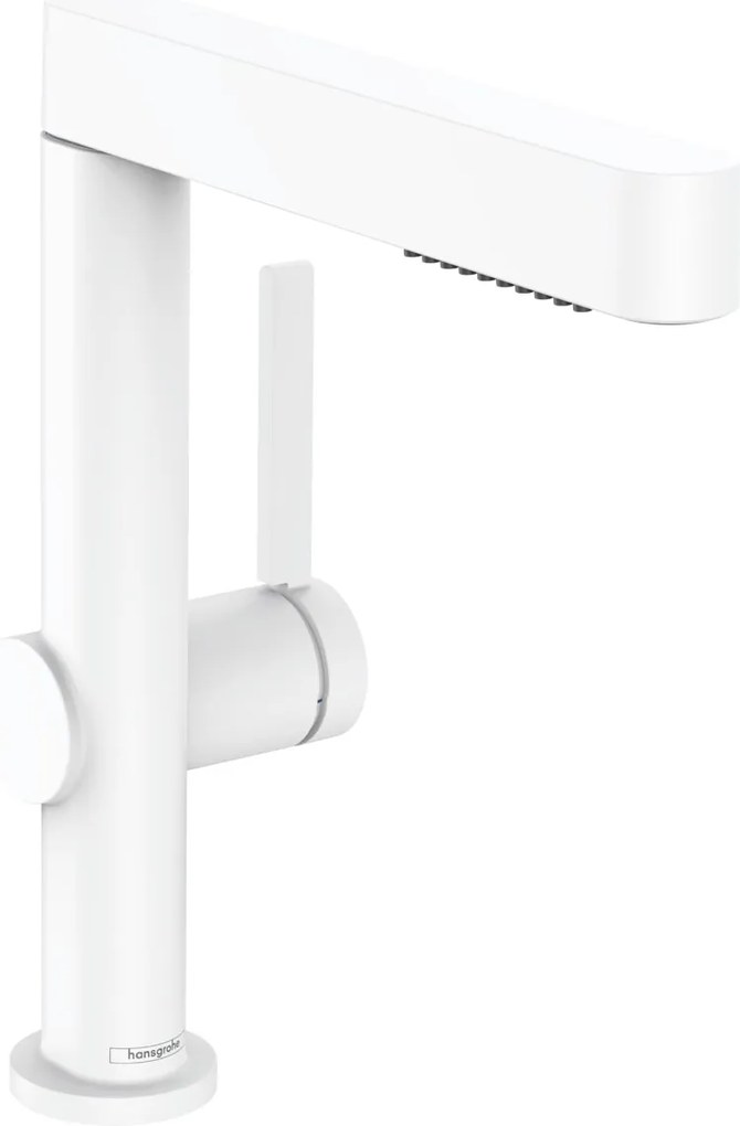 Hansgrohe Finoris, umyvadlová baterie 230, s výpustí Push-Open a výsuvnou sprškou, EcoSmart, bílá matná, 76063700