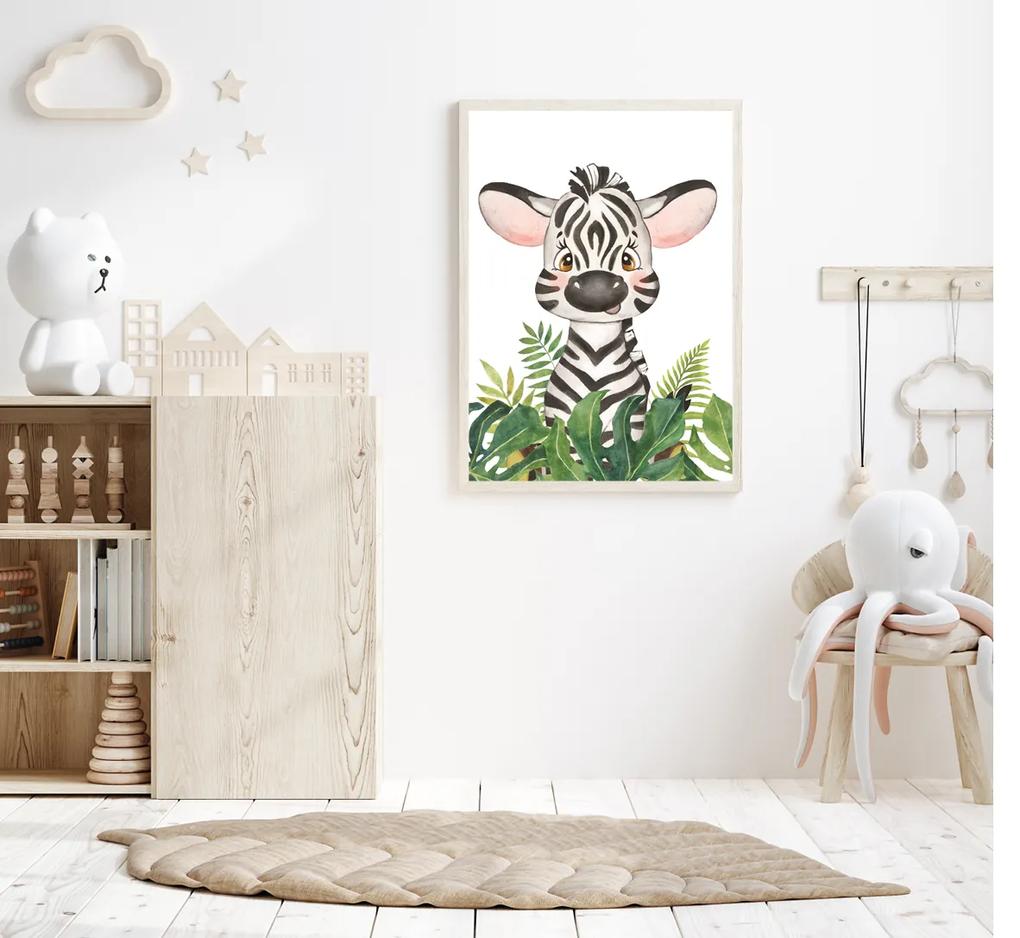 Plakát Safari Zebra - Obraz, Plakát Velikost: B2 - 50x70 cm, Volba rámu: s bílým rámem