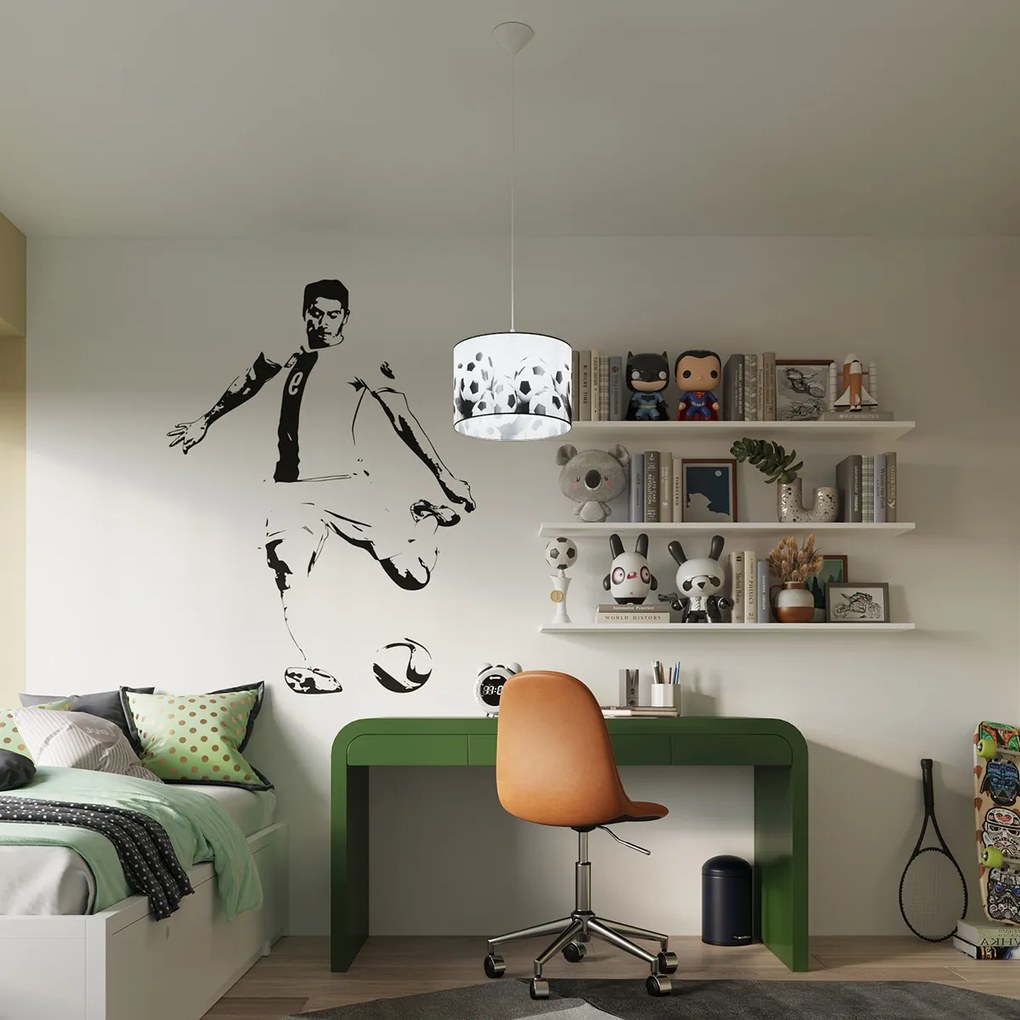 Dětské závěsné svítidlo Ball B, 1x plastové stínítko se vzorem, (fi 30cm)