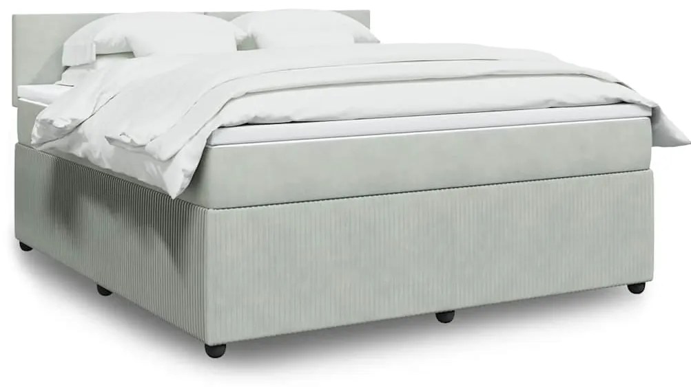 Box spring postel s matrací světle šedá 180x200 cm samet 3287800