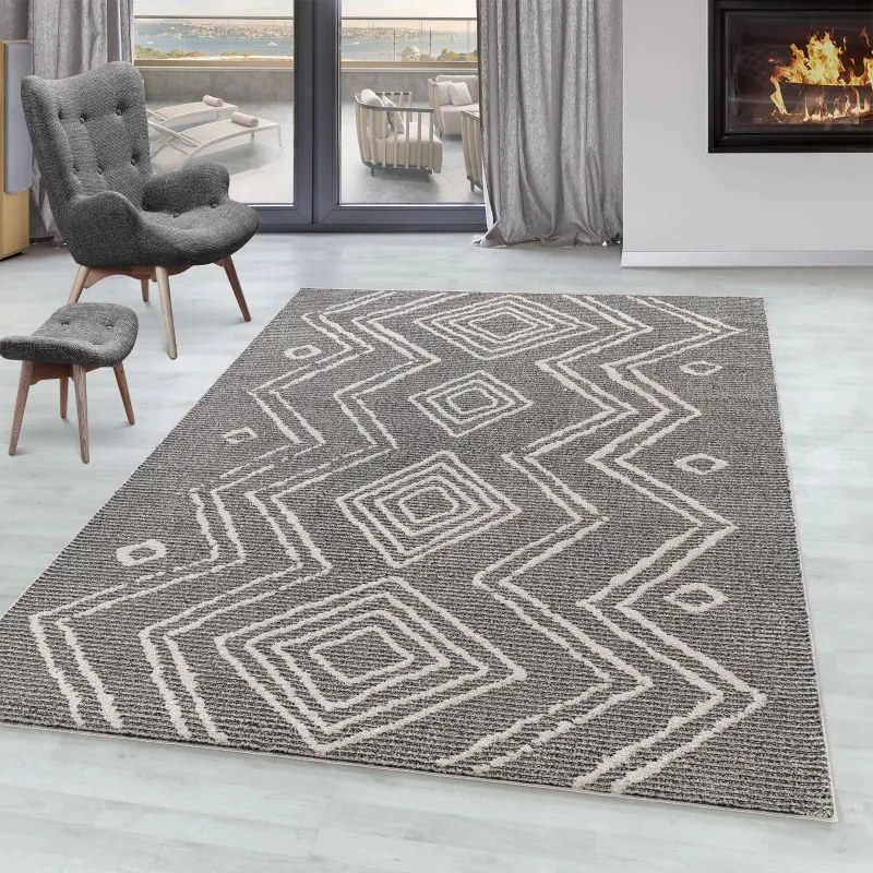 Ayyildiz, Kusový koberec Taznaxt 5104 Black, 140x200, černobílá, chodba / předsíň